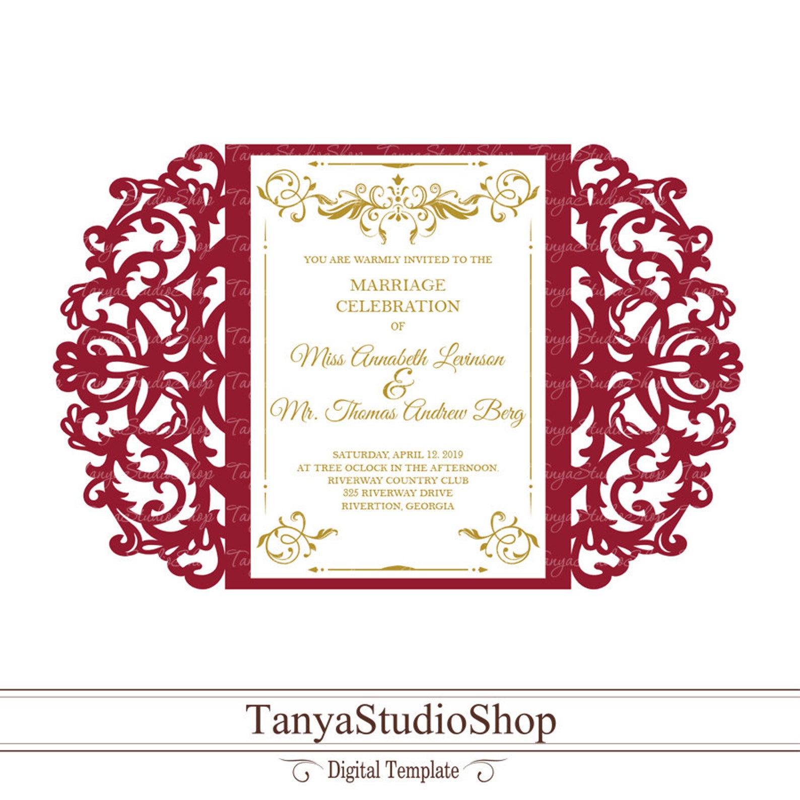 Gate-fold Invitation Template SVG, DXF, Ai, CRD, Eps Laser Paper Cut ...