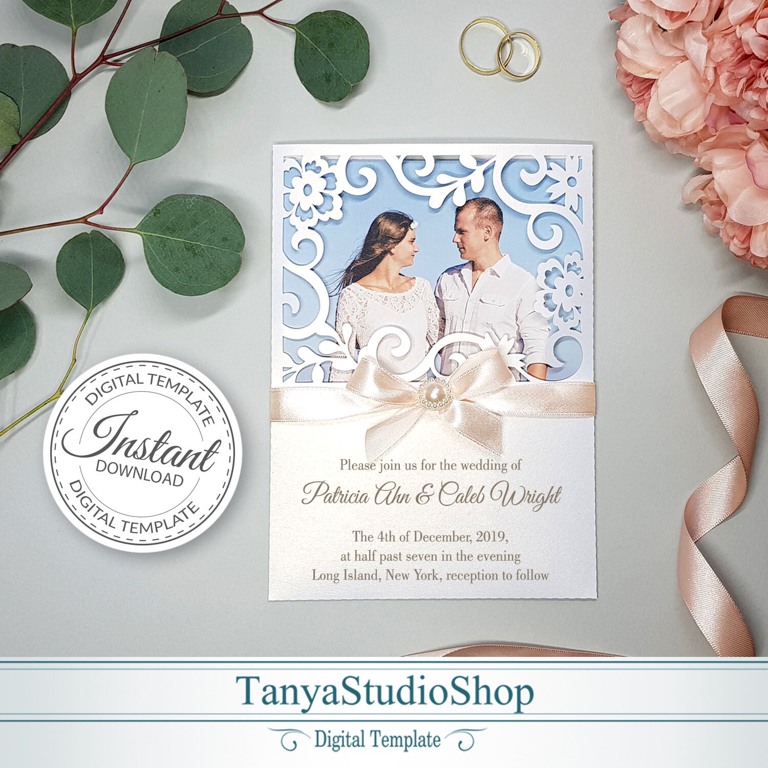 5x7'' invitation SVG ai CRD eps pdf Laser Cut | Etsy