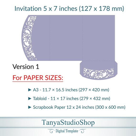 ScanNcut Laser Cut Template Instant Download 342 pdf Tri-fold 5x7 ...