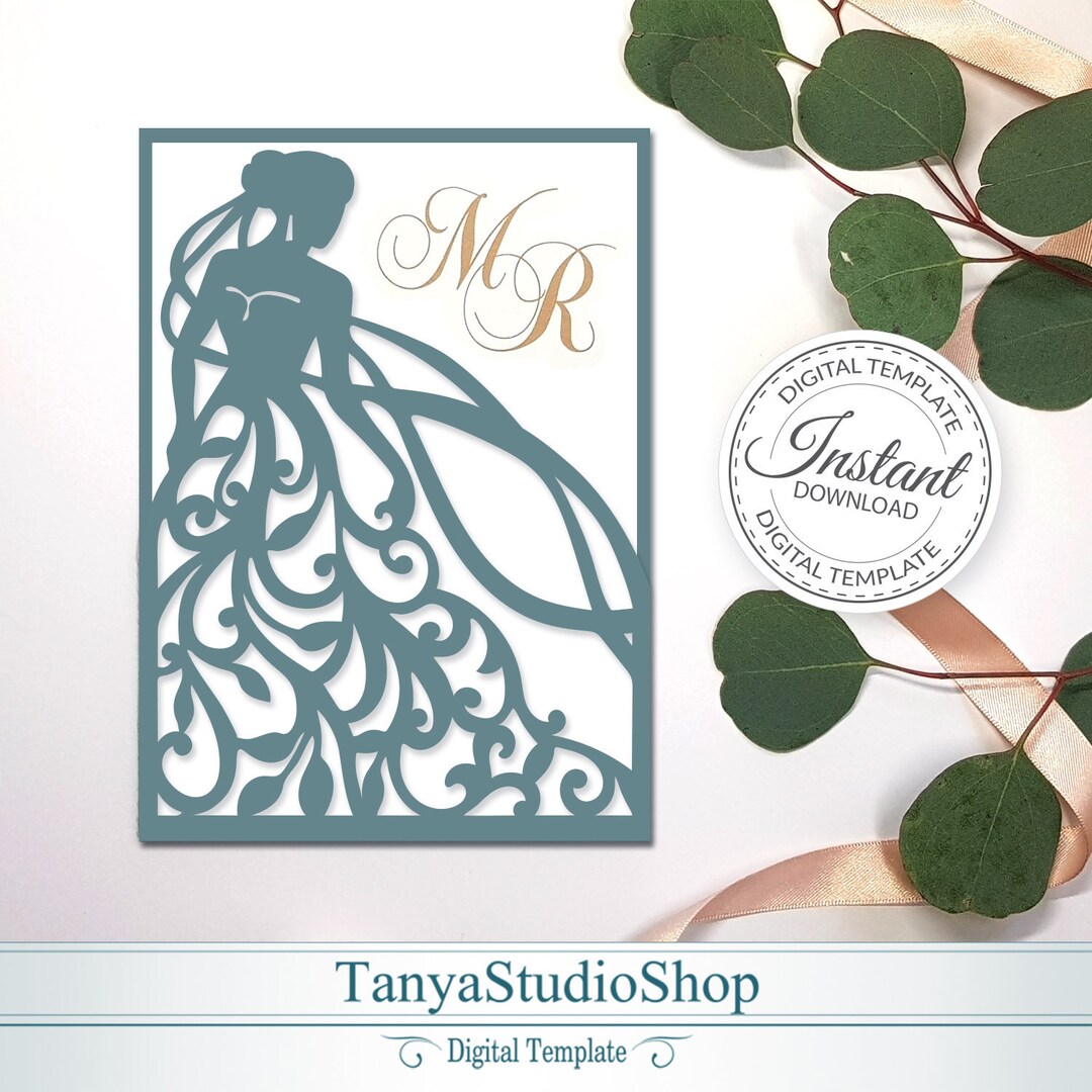 5x7'' Invitation Template - SVG, Ai, CRD, Eps, Pdf - Laser Cut Template ...