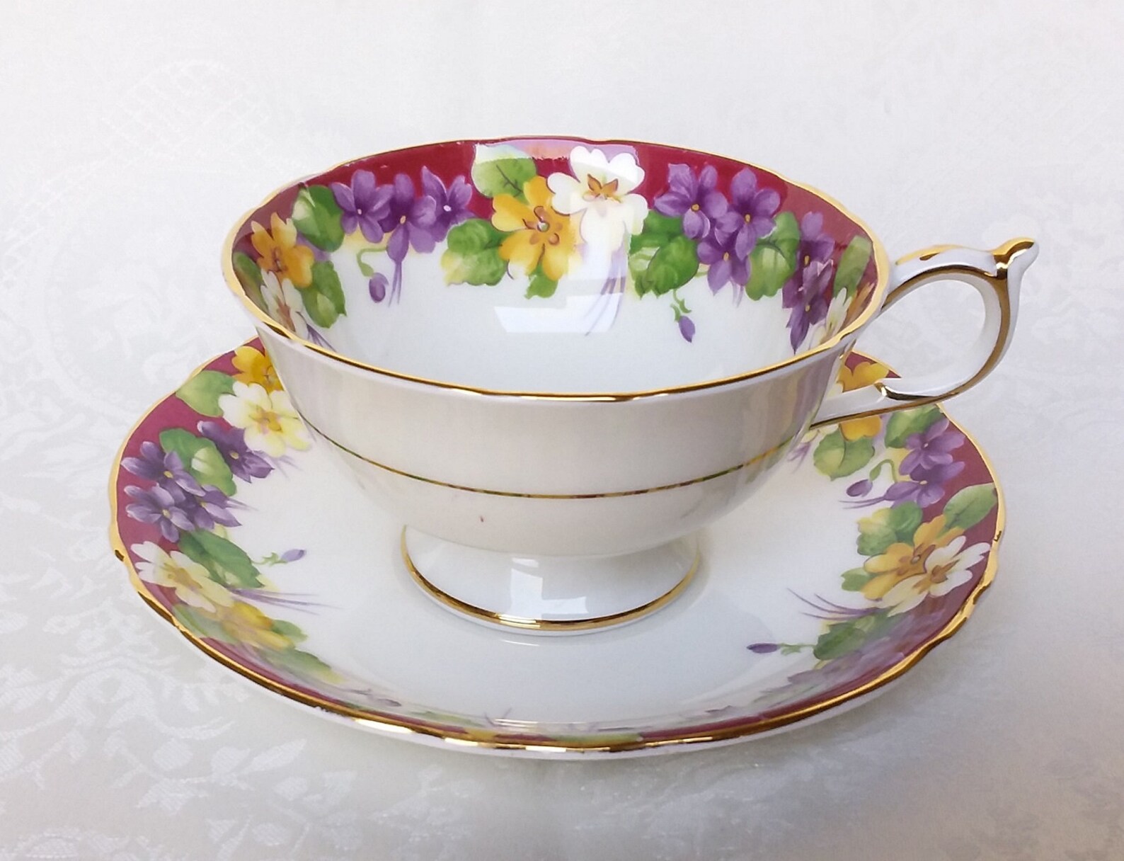 Paragon Spring Melody Tea Cup and Saucer Paragon Violet and - Etsy