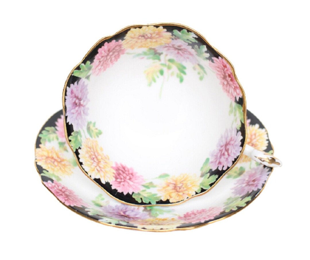 Paragon Mums Teacup and Saucer, Chrysanthemum Flowers Cup and Saucer ...