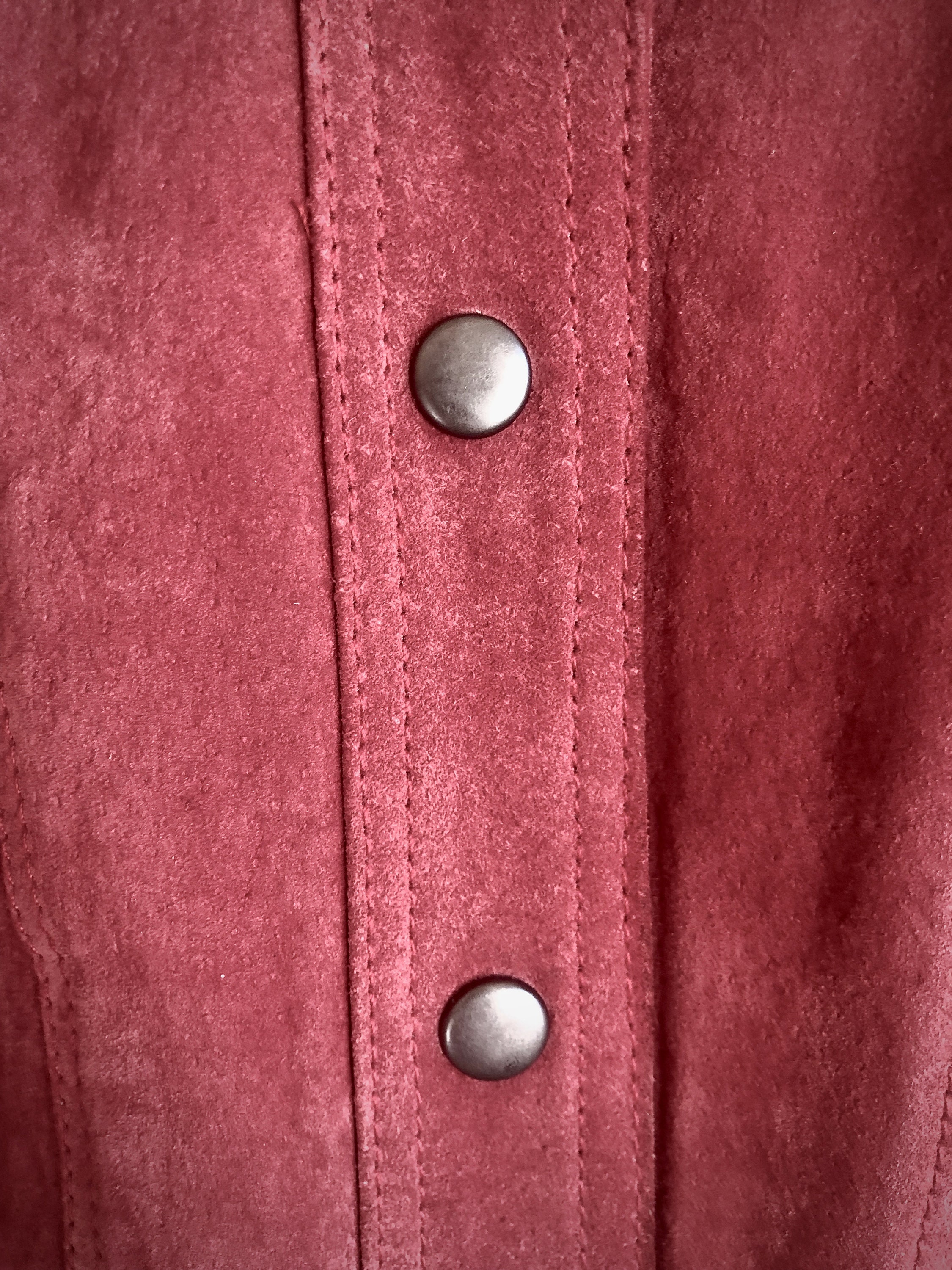 Rosey Red Jacket Vintage Suede Leather / Snap Buttons / Pockets ...