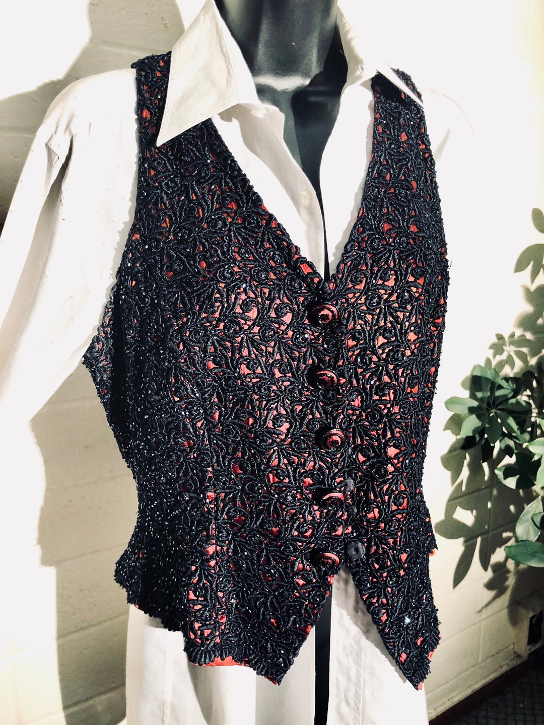 Carmen Marco Valvo Vest Beads Sequins Intertwined With Thick Chinese ...