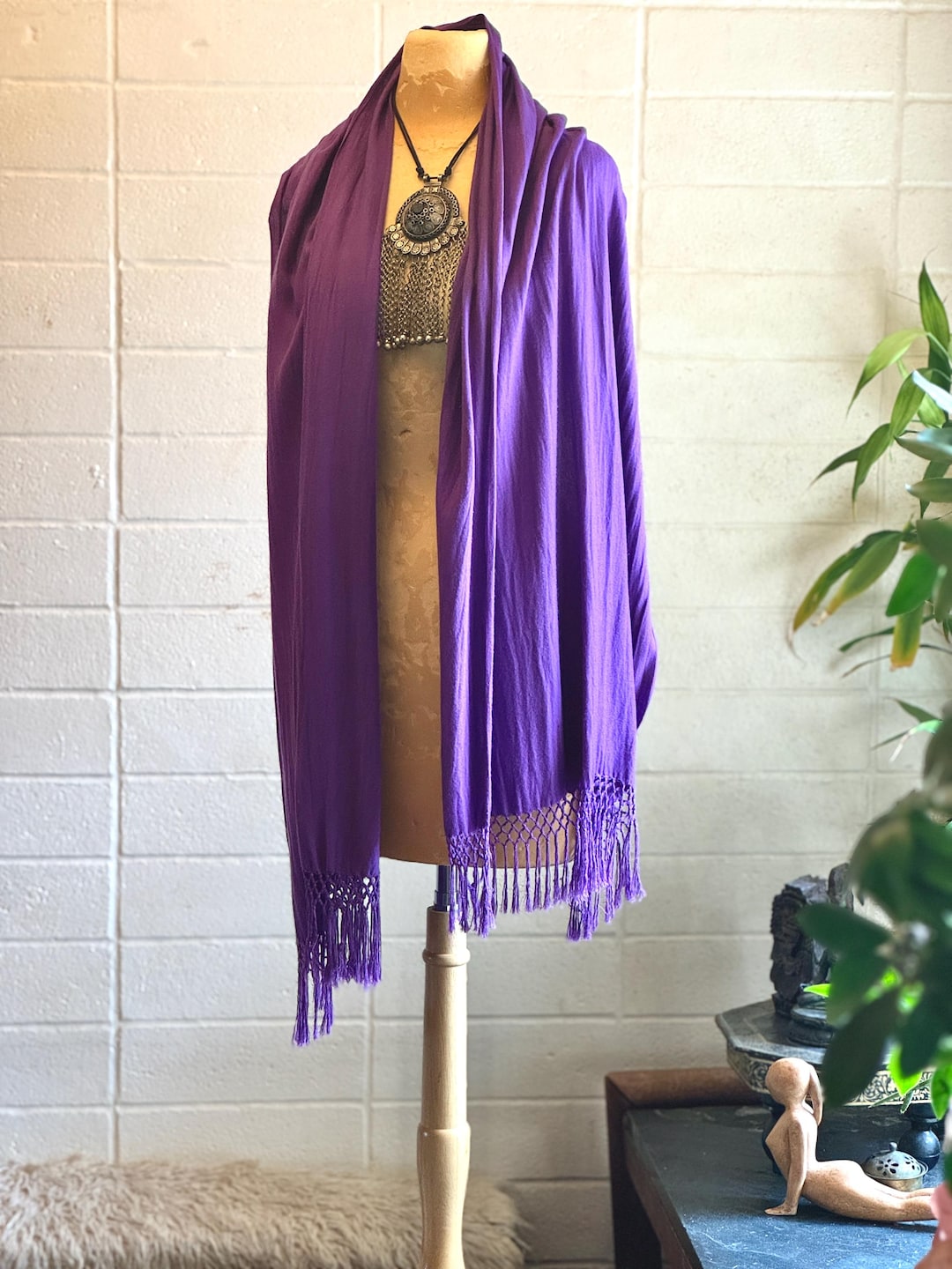 Purple Pashmina Viscose Shawl 72x24