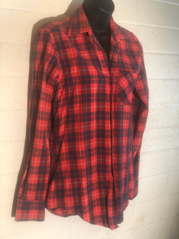 70s Men Red Buffalo Plaid retro British shirt - Gem