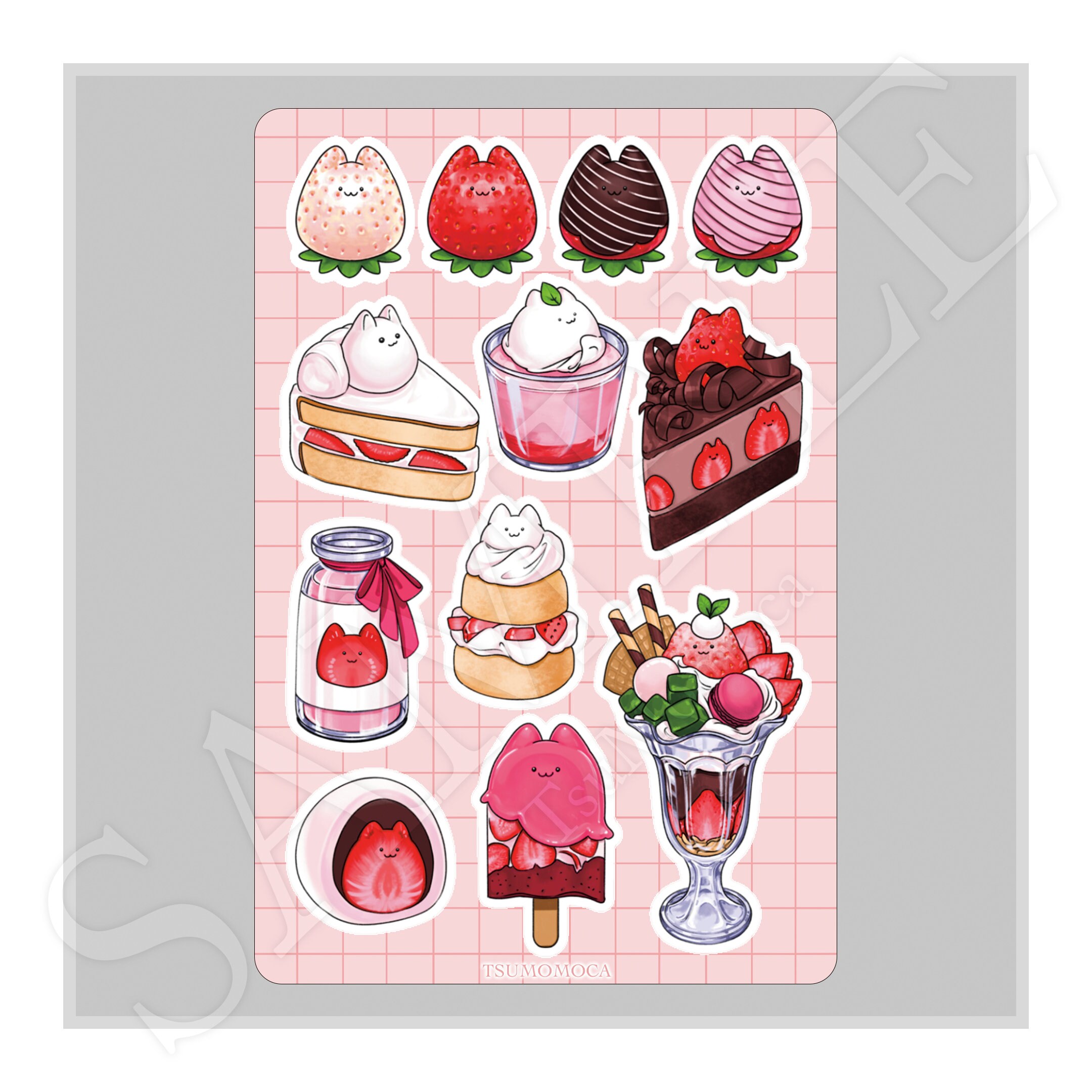 Strawberry Cats Sticker Sheet - Etsy