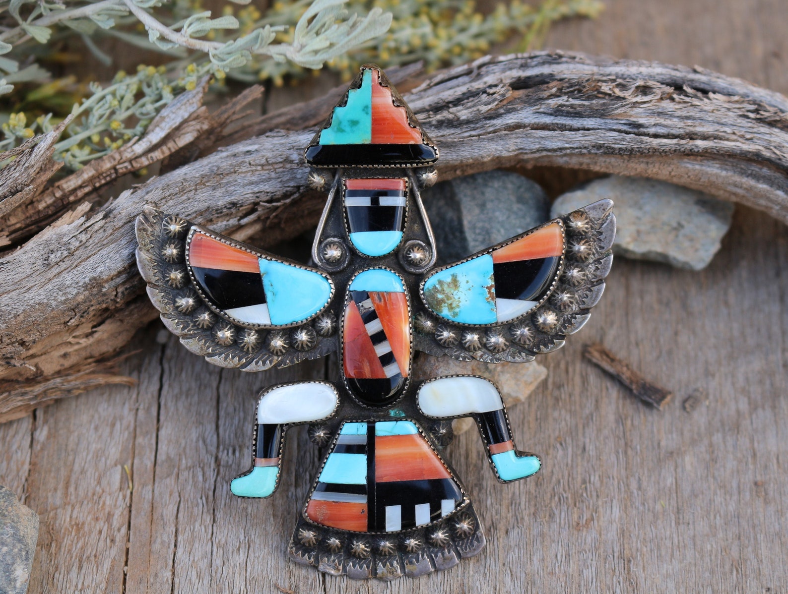 Vintage Zuni Knifewing Pin / Pendant - Etsy