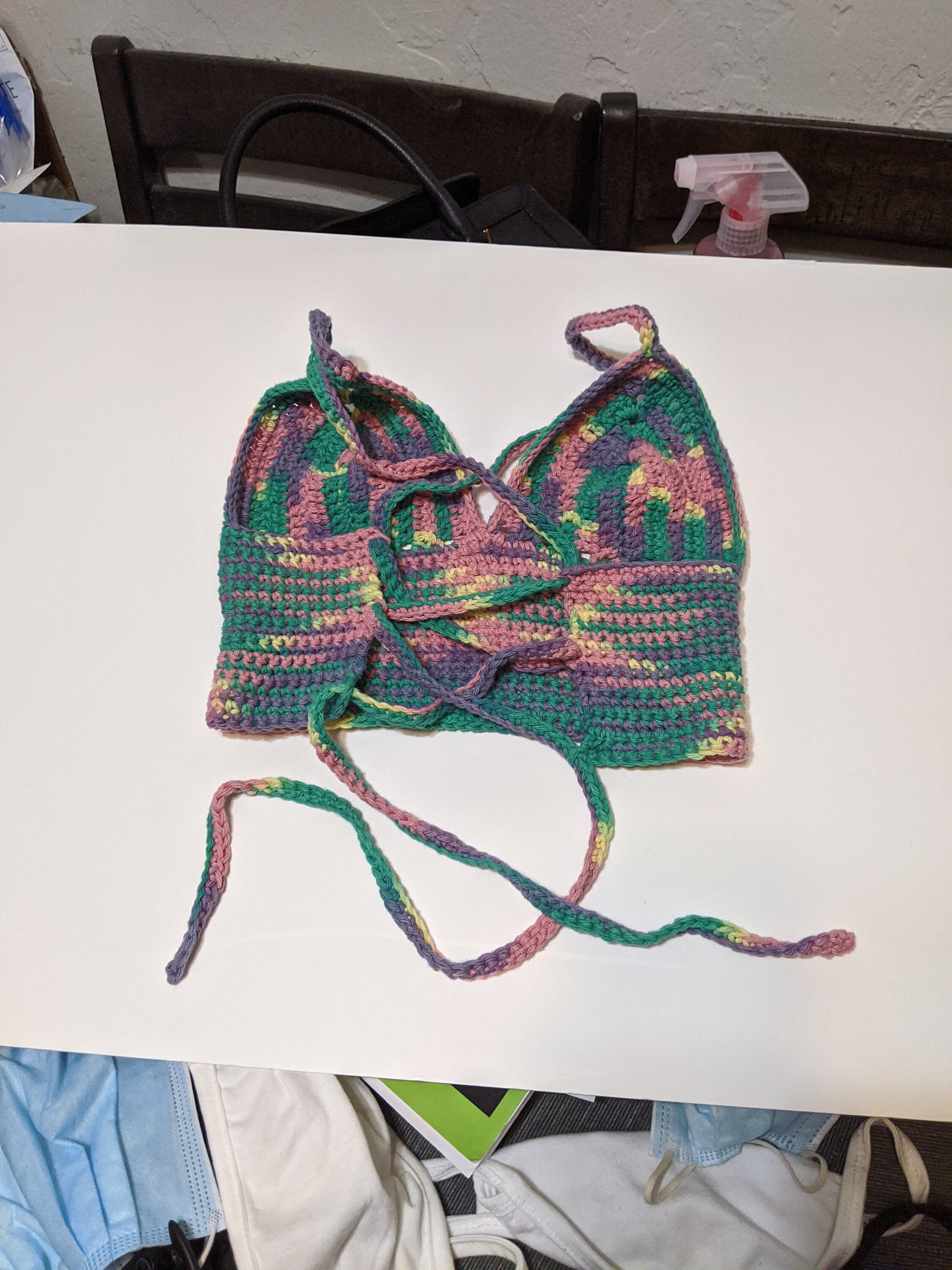 Hand Crochet Rainbow Bralette Size S/M - Etsy UK