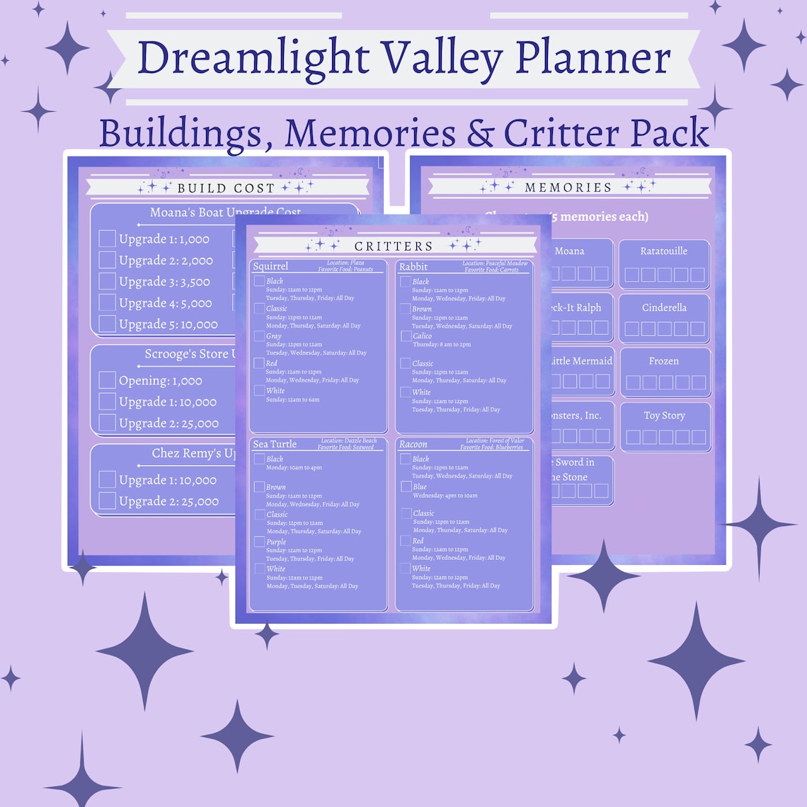 Dreamlight Valley Planner - Full Planner: Characters, Daily Checks ...