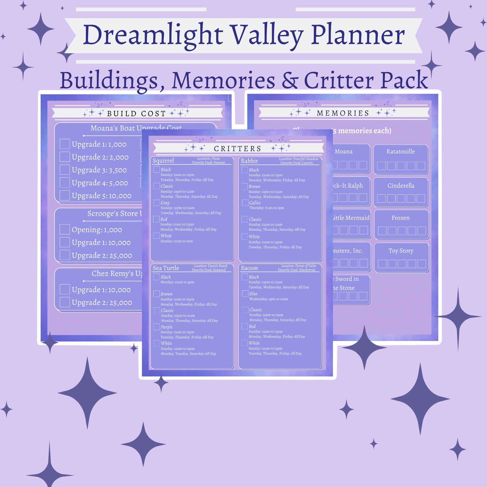 Dreamlight Valley Planner - Full Planner: Characters, Daily Checks ...