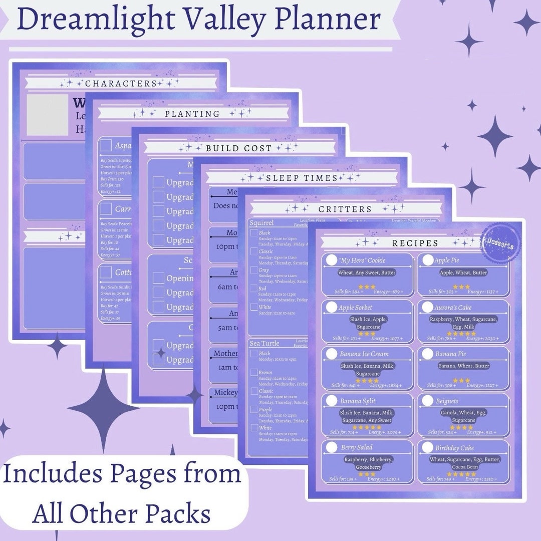 Dreamlight Valley Planner - Full Planner: Characters, Daily Checks ...