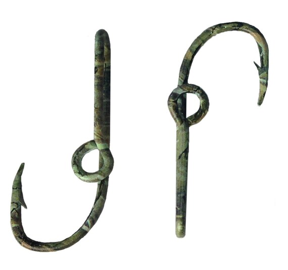 Set of Two Camo Fish Hook Hat Pin 2 Fish Hooks for Cap Brim - Etsy