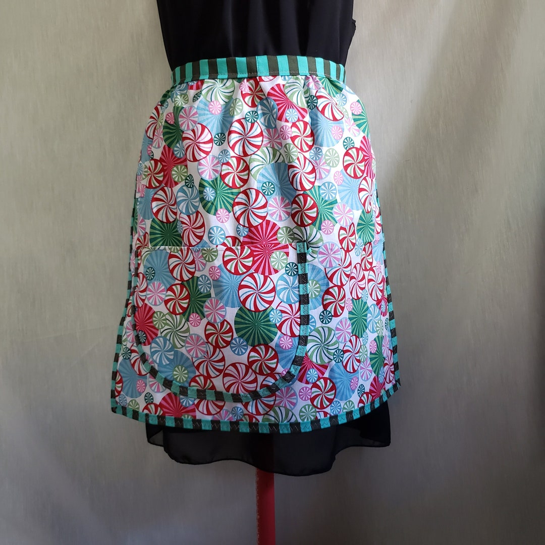 Holiday Half Apron Christmas Peppermints in Red Pink White Blue Green ...
