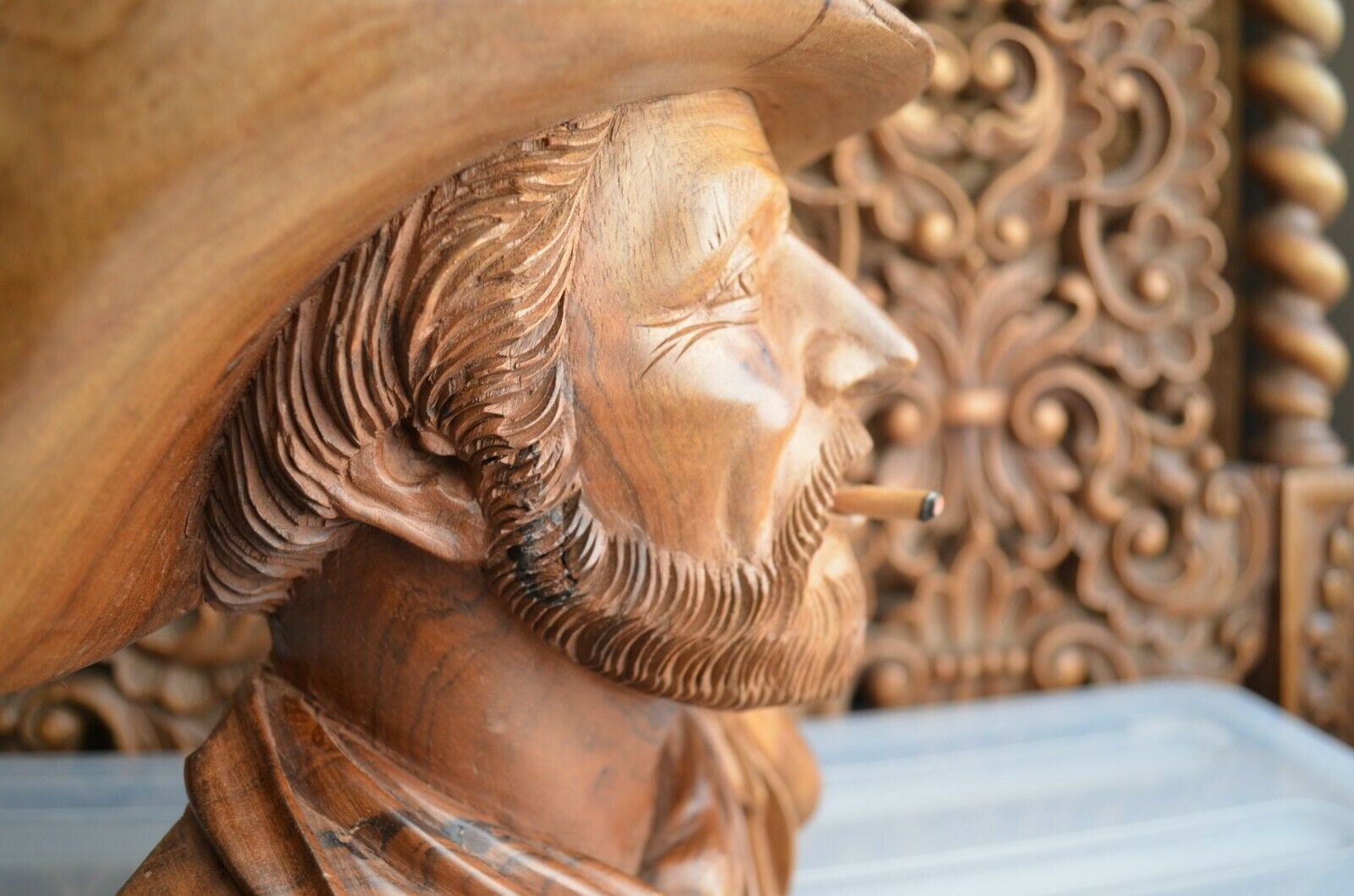 Hand Carved Wood Realistic Western Art Cowboy Sculpture Hand Carved ...
