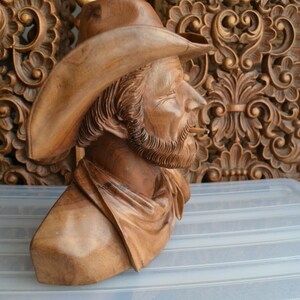 Hand Carved Wood Realistic Western Art Cowboy Sculpture Hand Carved ...