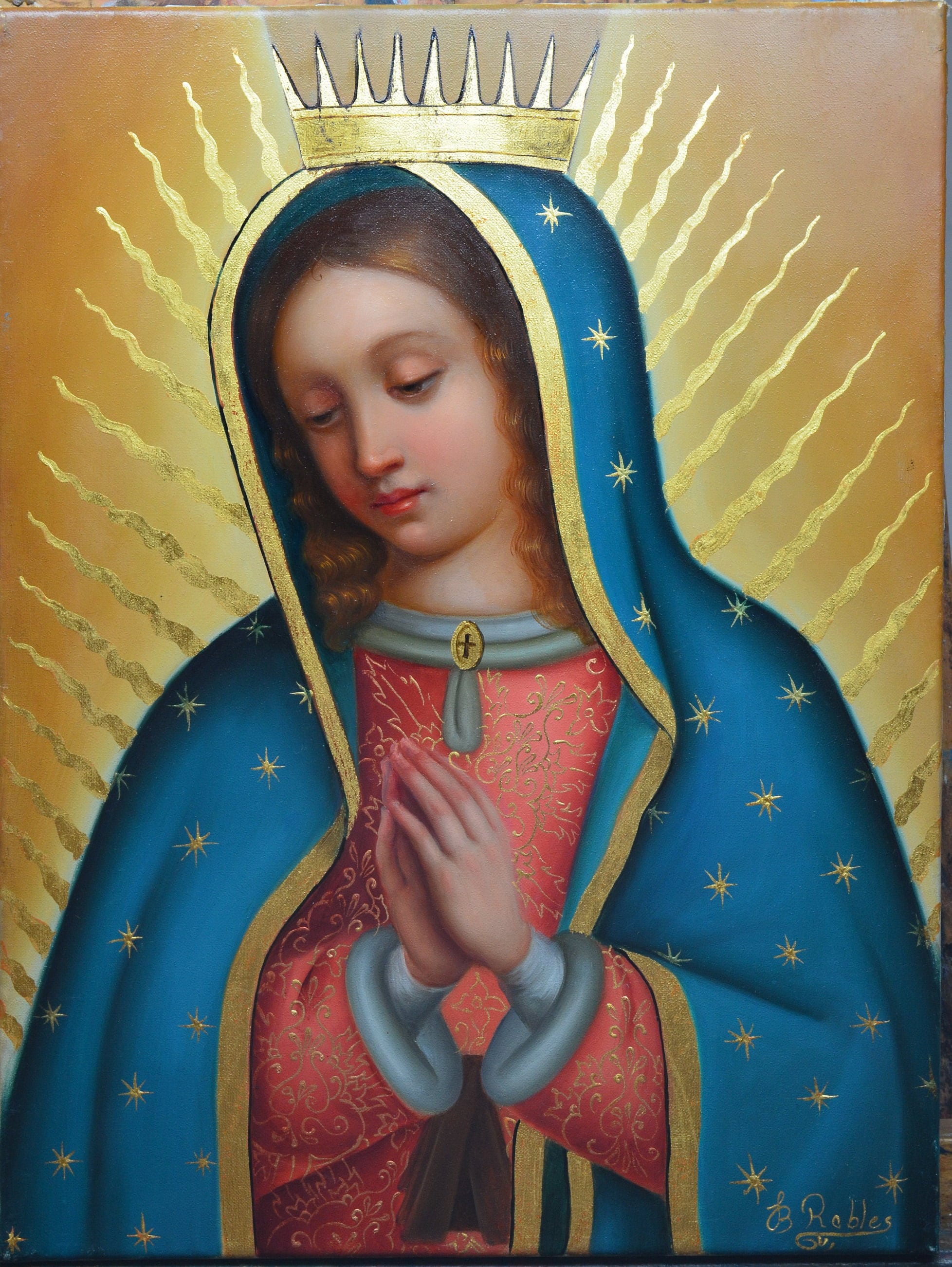 Our Lady of Guadalupe-virgen De Guadalupe Original Oil Painting on ...