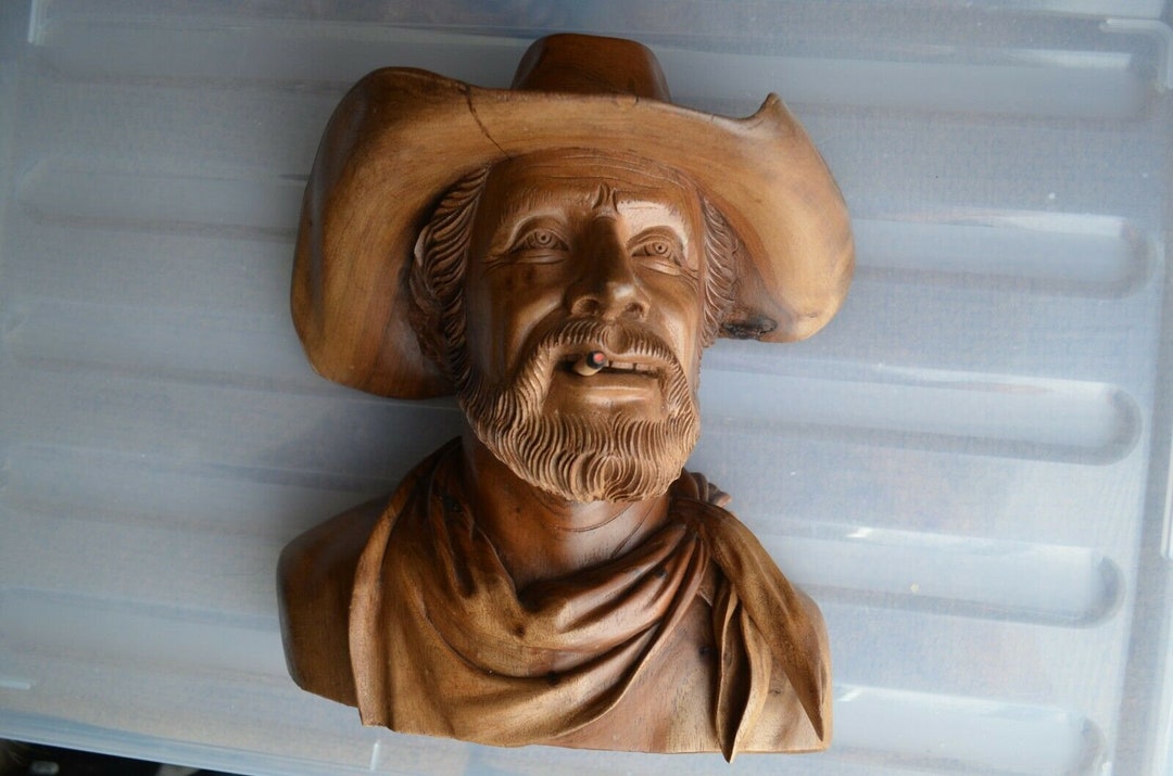 Hand Carved Wood Realistic Western Art Cowboy Sculpture Hand Carved ...