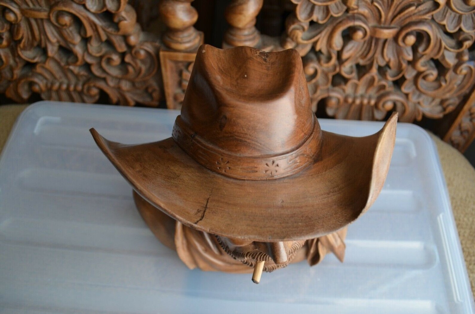 Hand Carved Wood Realistic Western Art Cowboy Sculpture Hand Carved ...