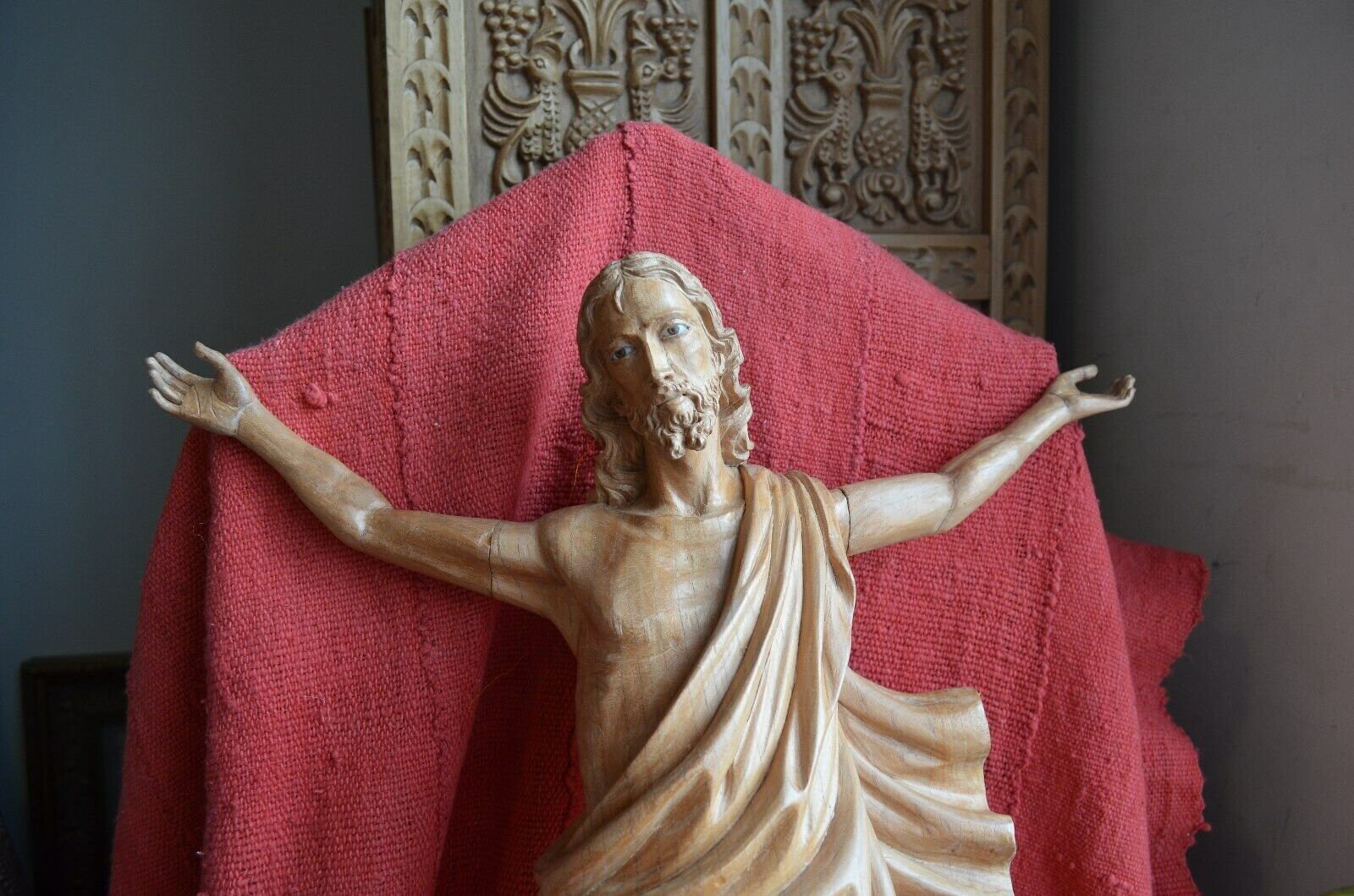 Hand Carved Wood Statue of the Risen Christresurrection Jesus TALL 24 ...