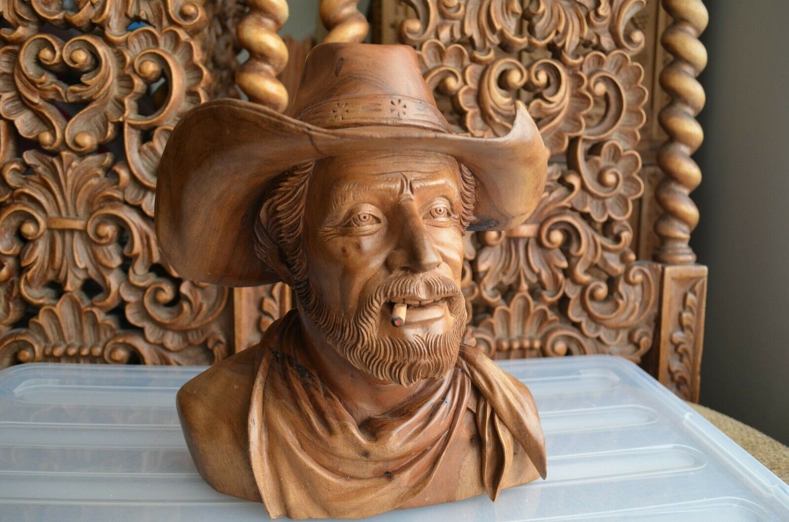 Hand Carved Wood Realistic Western Art Cowboy Sculpture Hand Carved ...