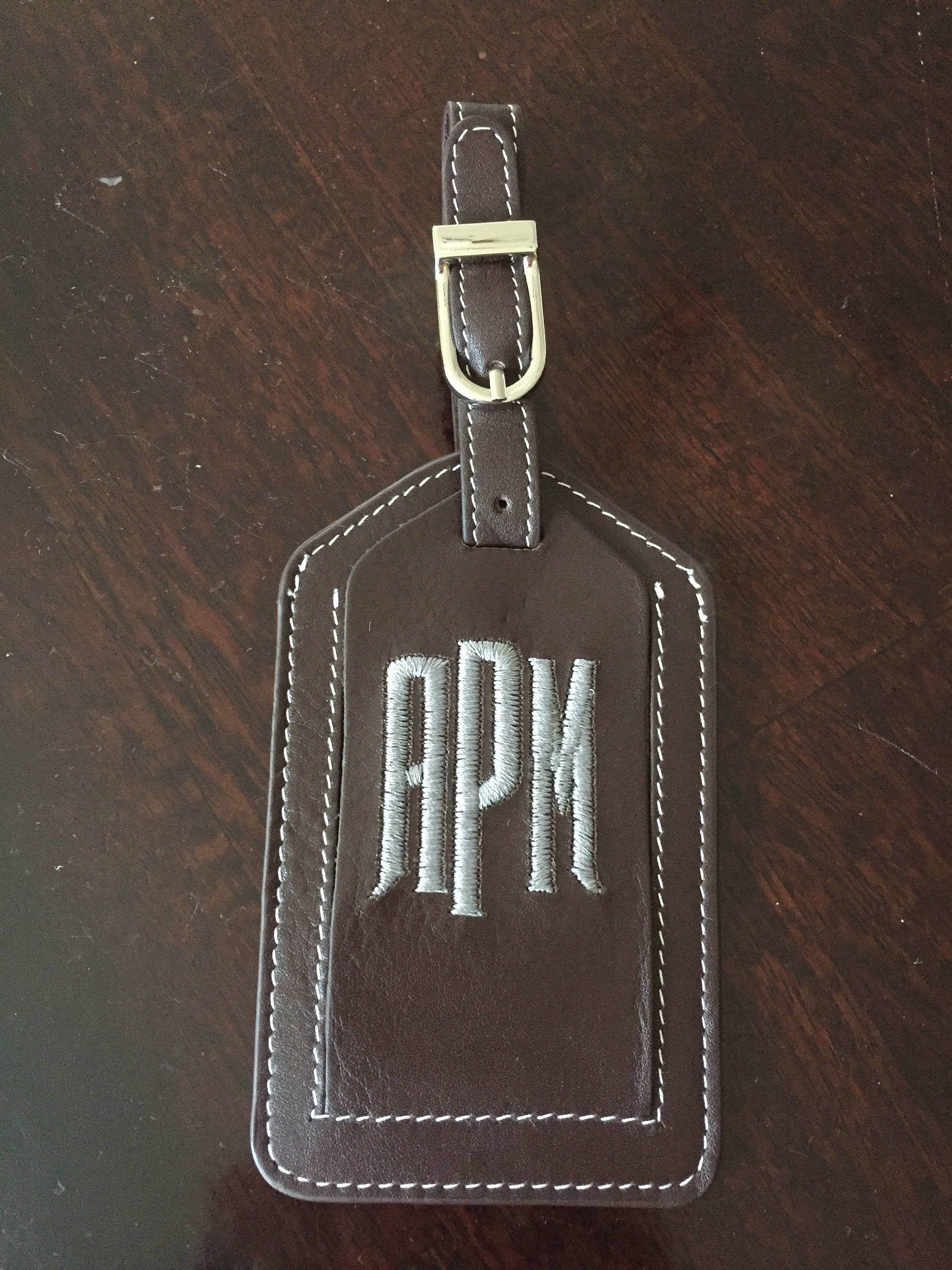 Monogrammed Leather Luggage Tag - Etsy