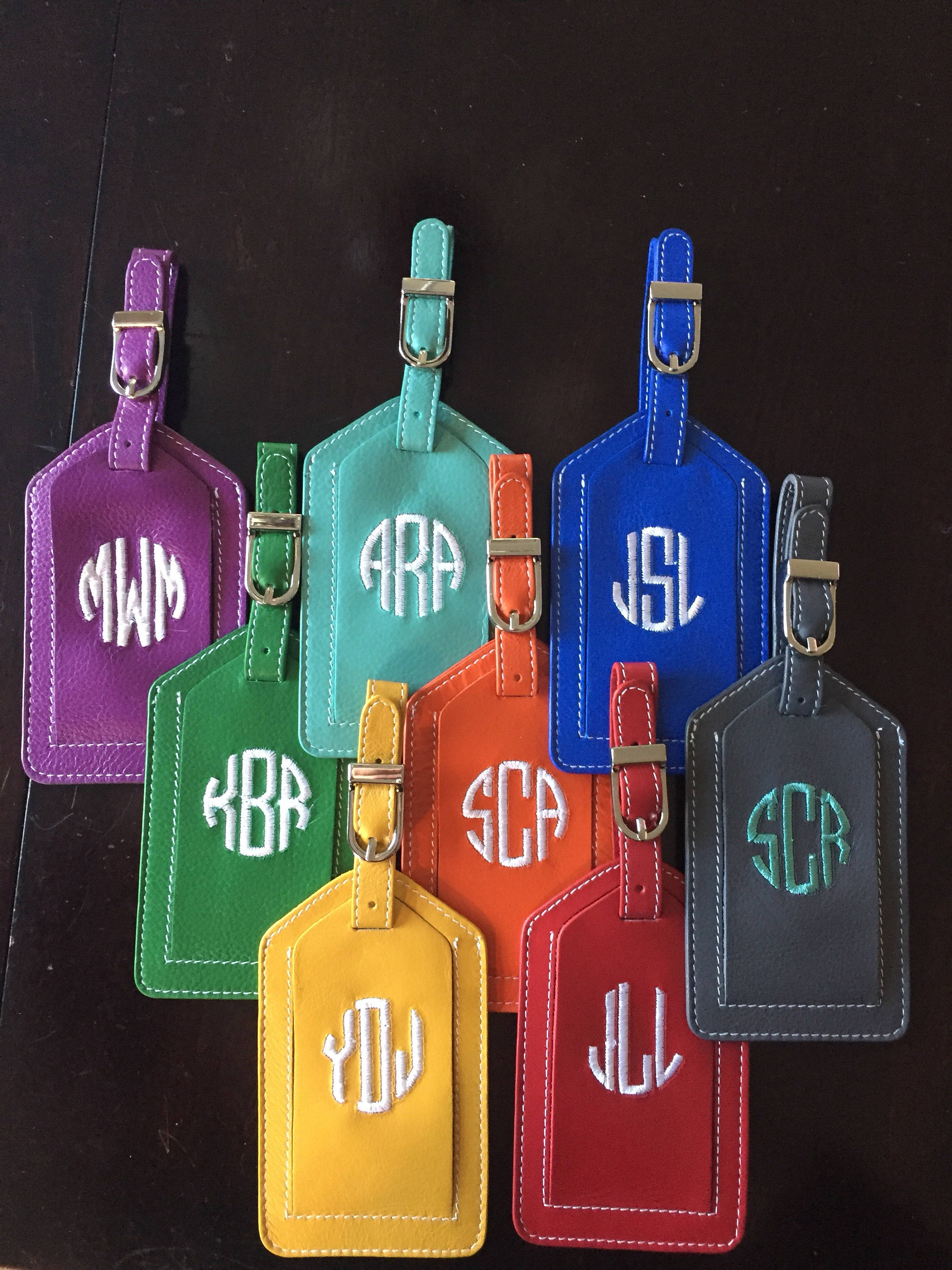 Monogrammed Leather Luggage Tag - Etsy