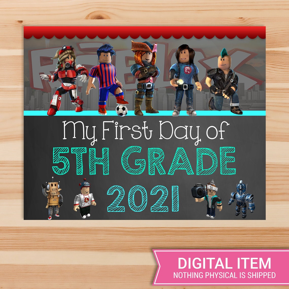 Roblox First Day of 5th Grade Chalkboard School Sign Roblox | Etsy