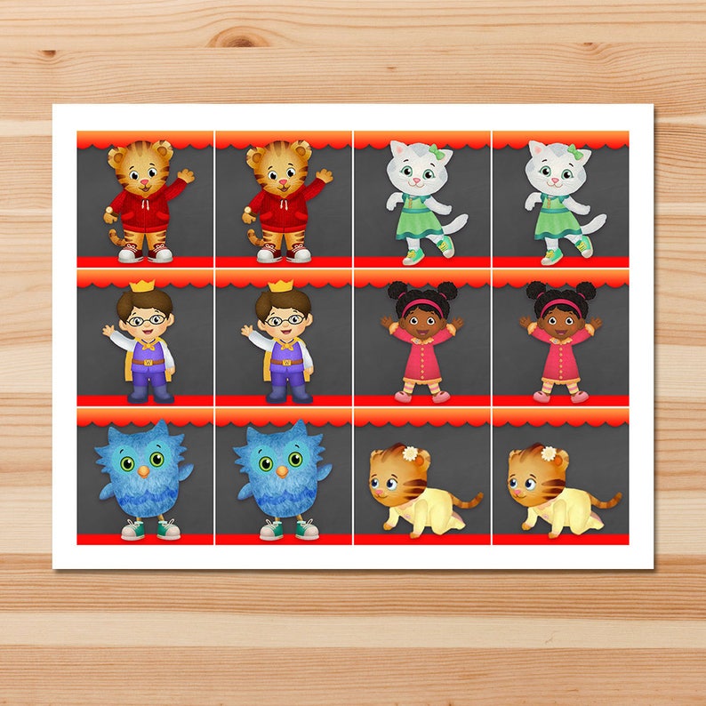 Daniel Tiger Match Party Game Red Chalkboard Boy Daniel | Etsy