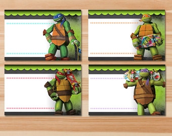 INSTANT DOWNLOAD Turtles Folded Food Labels DIY Ninja Printable Paper ...