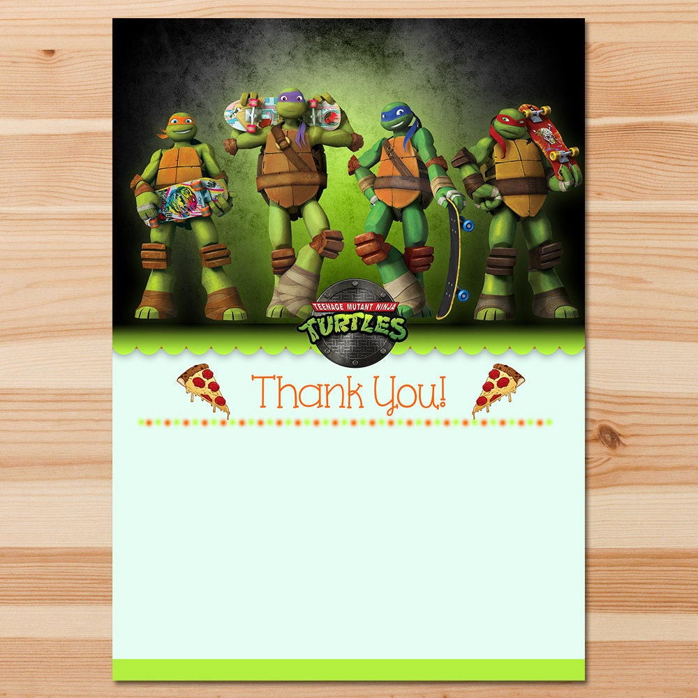 Teenage Mutant Ninja Turtles Birthday Thank You Card Instant | Etsy