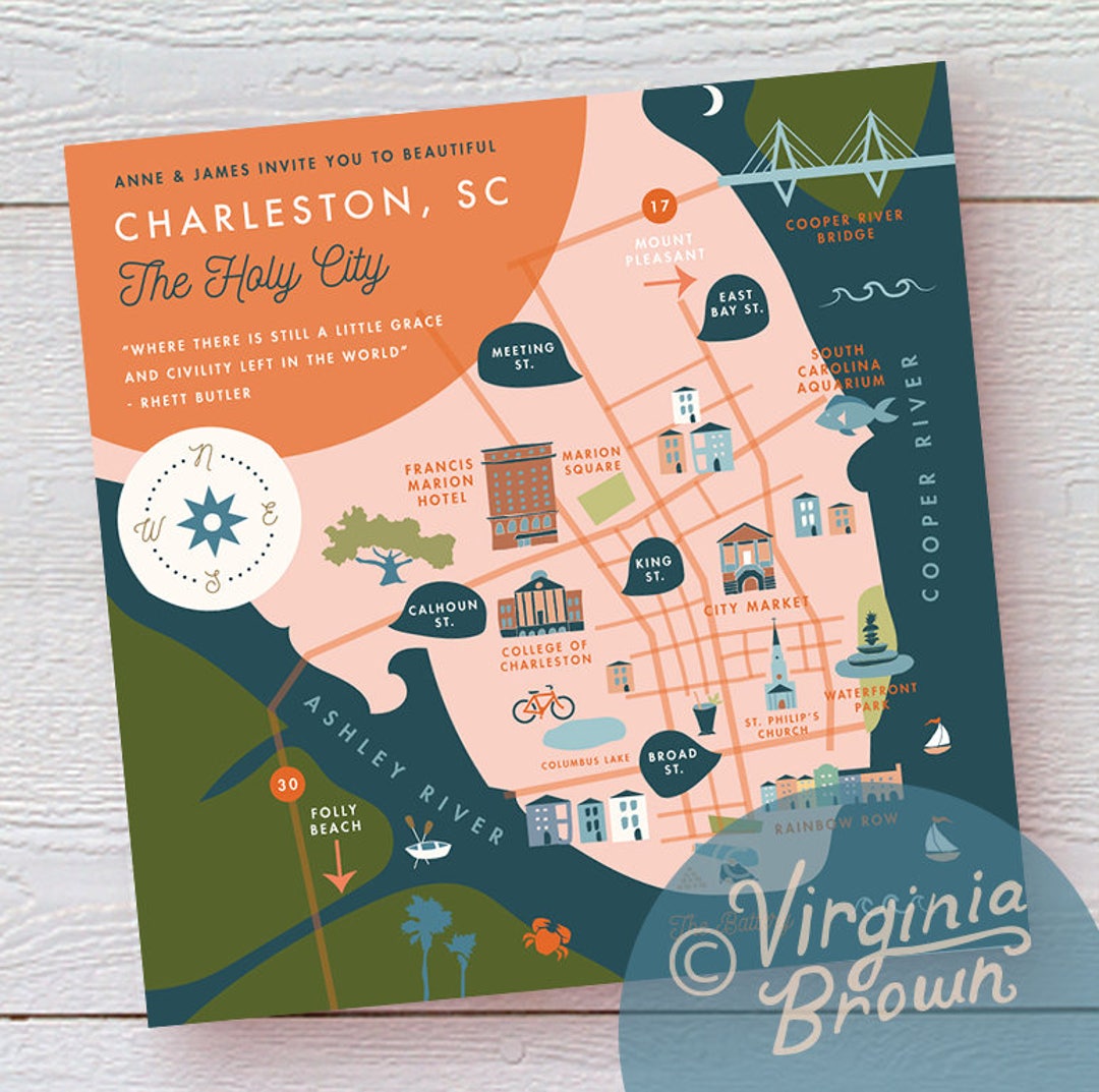 Custom Wedding Map, Wedding Invitation Insert, Save the Date, Schedule ...