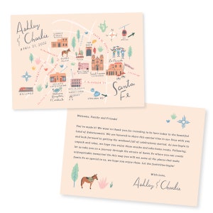 Custom Map, Invitation, Welcome Map, Itinerary, Printable File Santa Fe ...