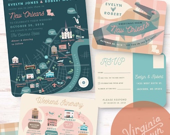 Custom Itinerary Map Printable File Wedding Invitation | Etsy