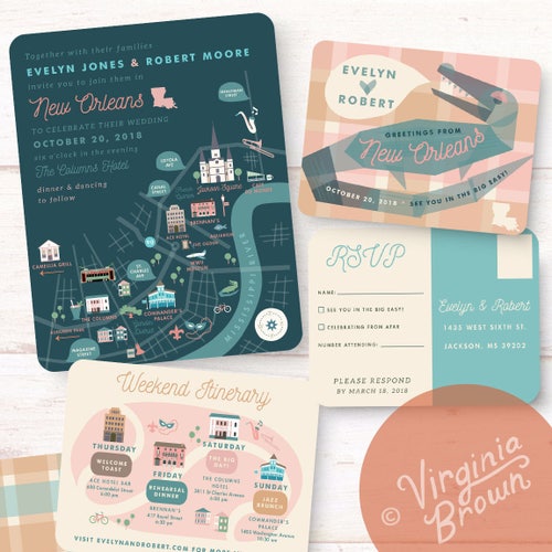 Custom Itinerary Map Printable File Wedding Invitation - Etsy