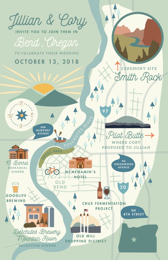 Invitations & Announcements Custom Wedding Map Invitation Insert with a ...