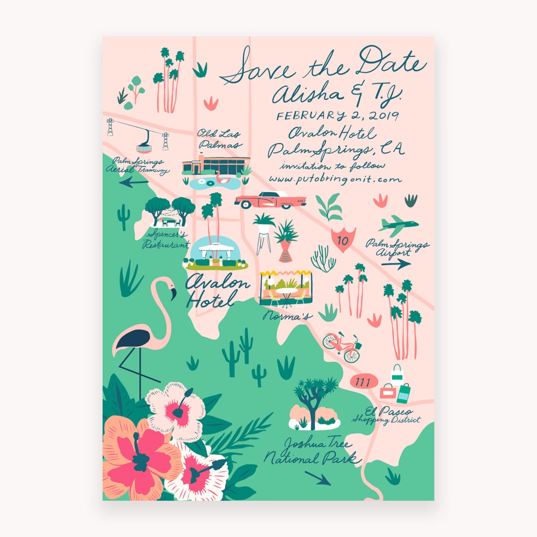 Custom Wedding Invitation Map, Save the Date, Welcome Map, Itinerary ...