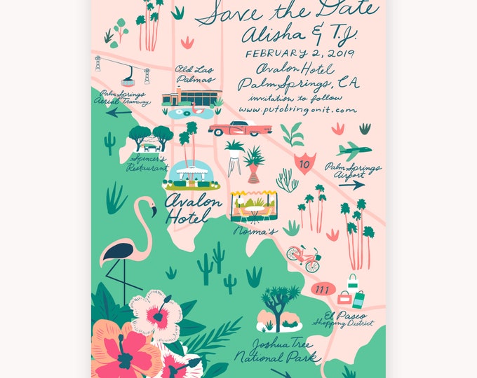 Custom Wedding Invitation Map Save the Date Welcome Map - Etsy