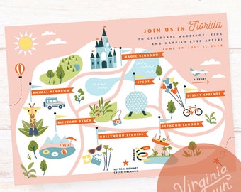 Custom Wedding Map Wedding Invitation Insert Save the Date | Etsy