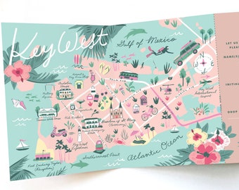 Wedding Invitation Map Tri-fold Invitation Key West | Etsy