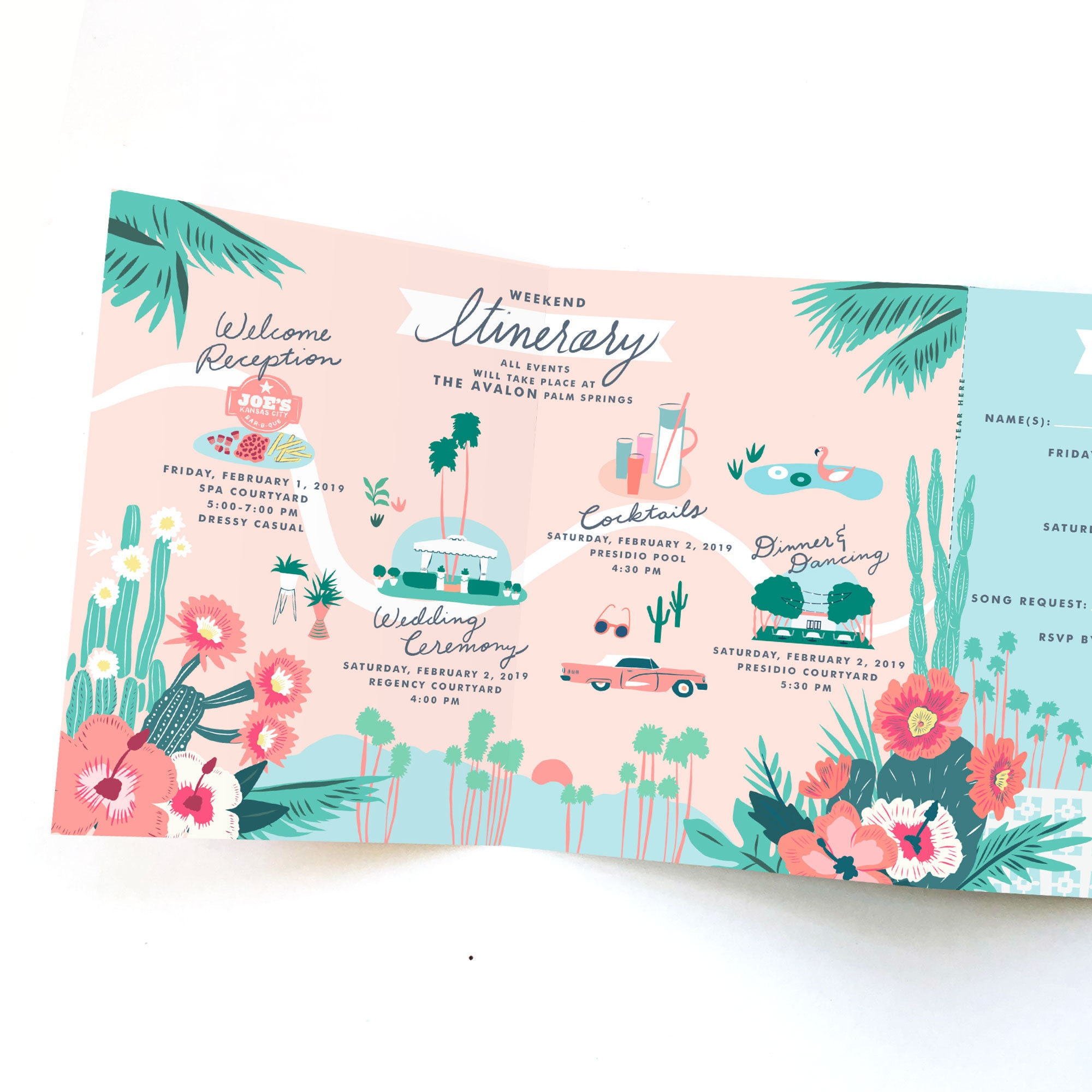 Wedding Invitation Tri-fold Invitation Palm Springs - Etsy