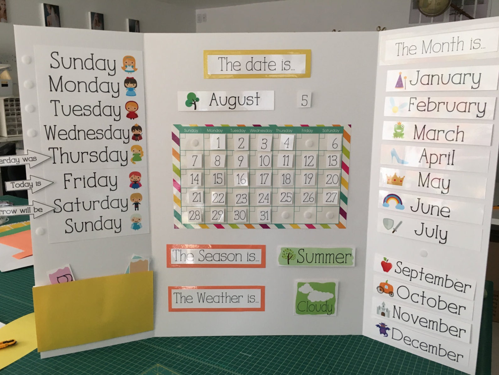 Printable - About Today- Calendar Learning- Fairytale Edition - Etsy