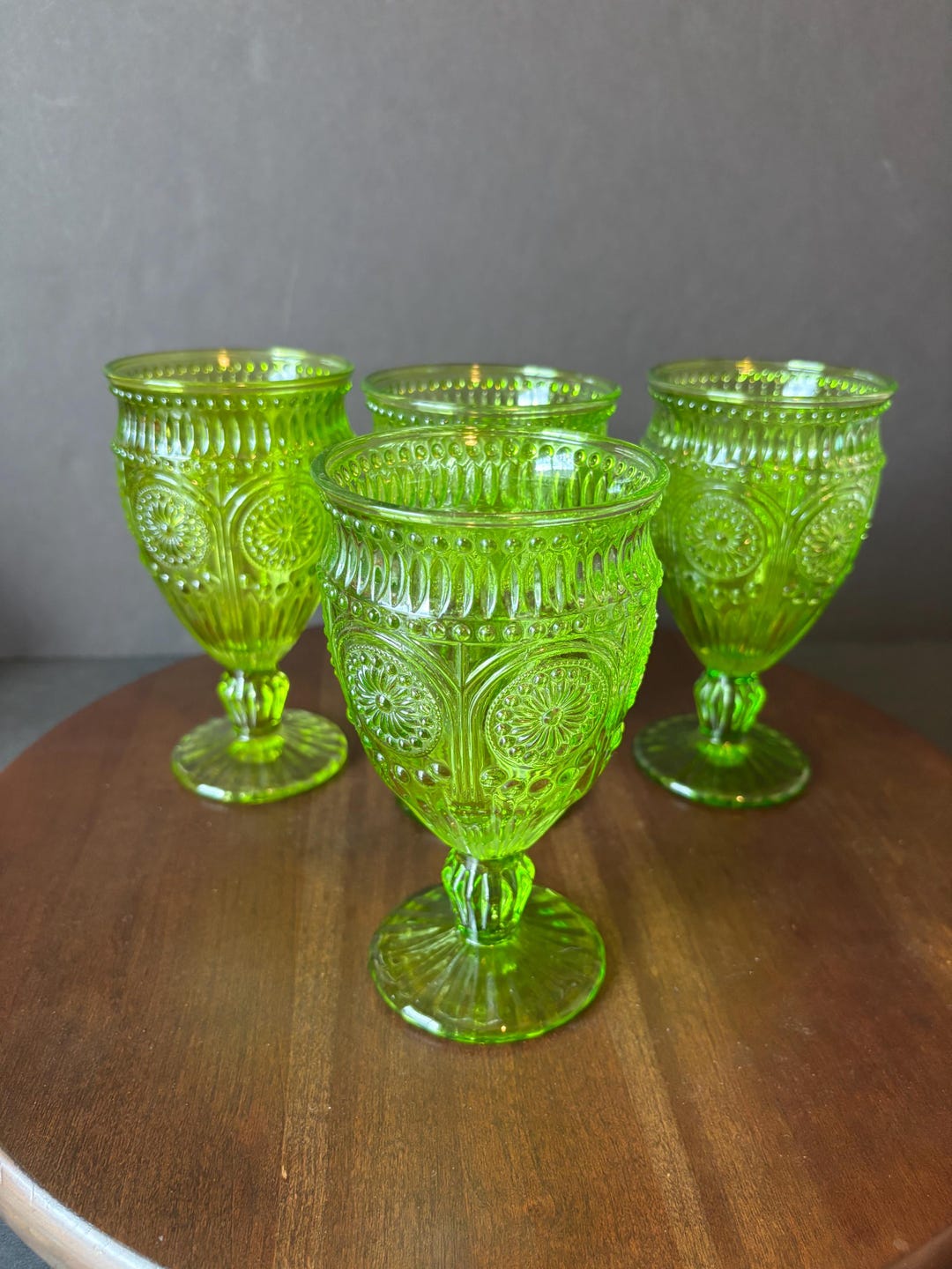 Vintage Green Glasses, Adeline Green Goblets, Beautiful Green, Set of ...