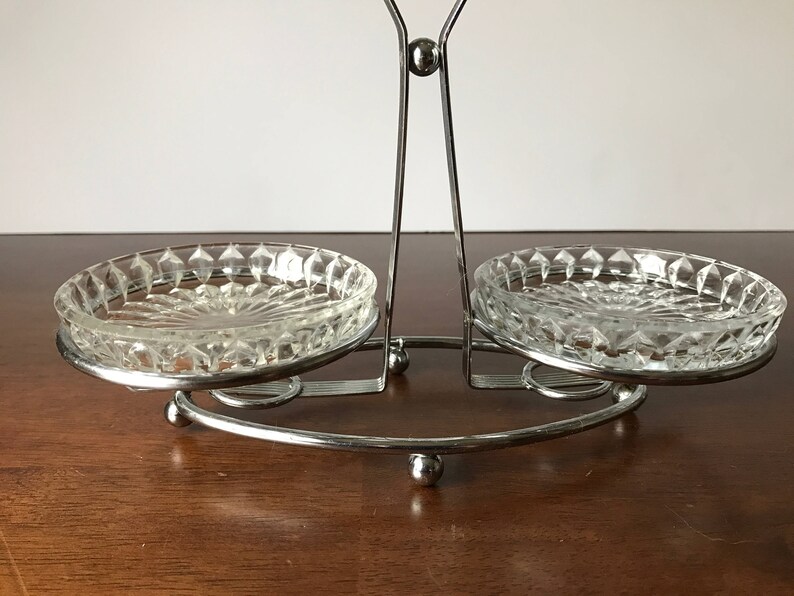 Vintage Condiment Dish, Condiment Set, Snack Set, Serving Set, Metal ...