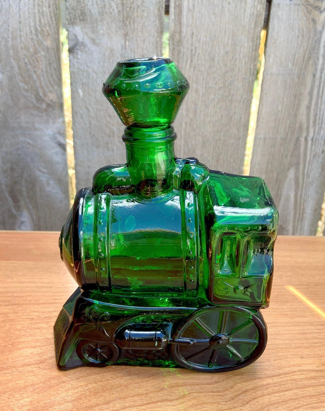 Vintage Green Glass Train Decanter, Italian Blown Glass Barware - Etsy
