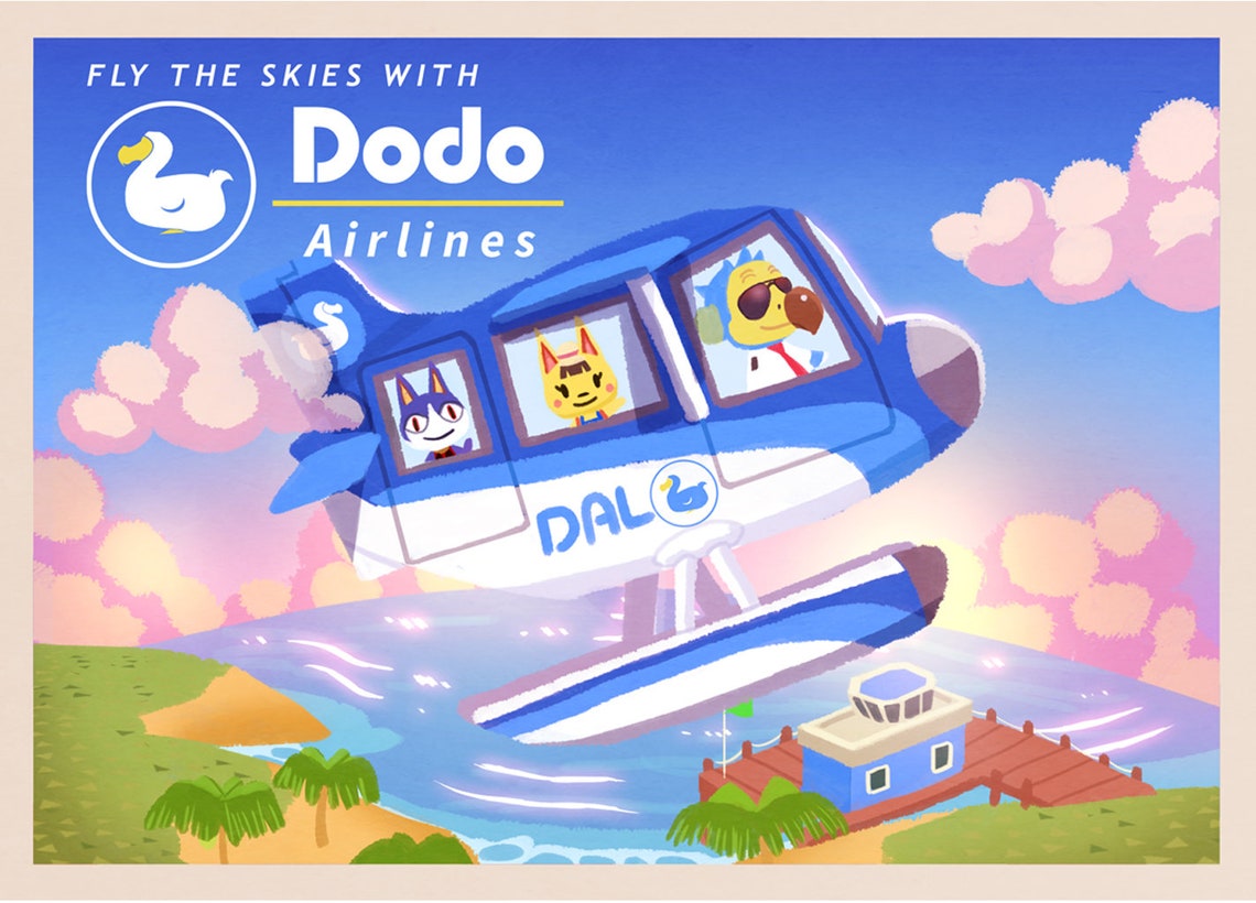 Dodo Airlines Animal Crossing Mini Print/postcard | Etsy UK