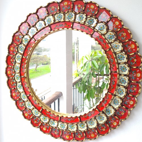 Peruvian Mirrors new Turquoise 60CM Interior - Etsy