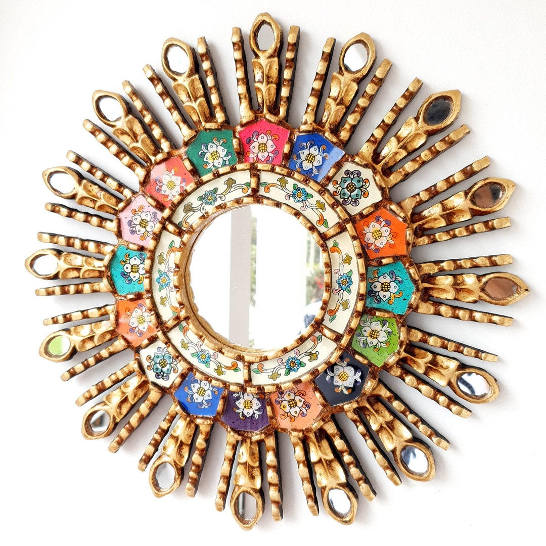 Peruvian Mirrors rainbow Eye 40cm Wall Mirror Home Decoration ...