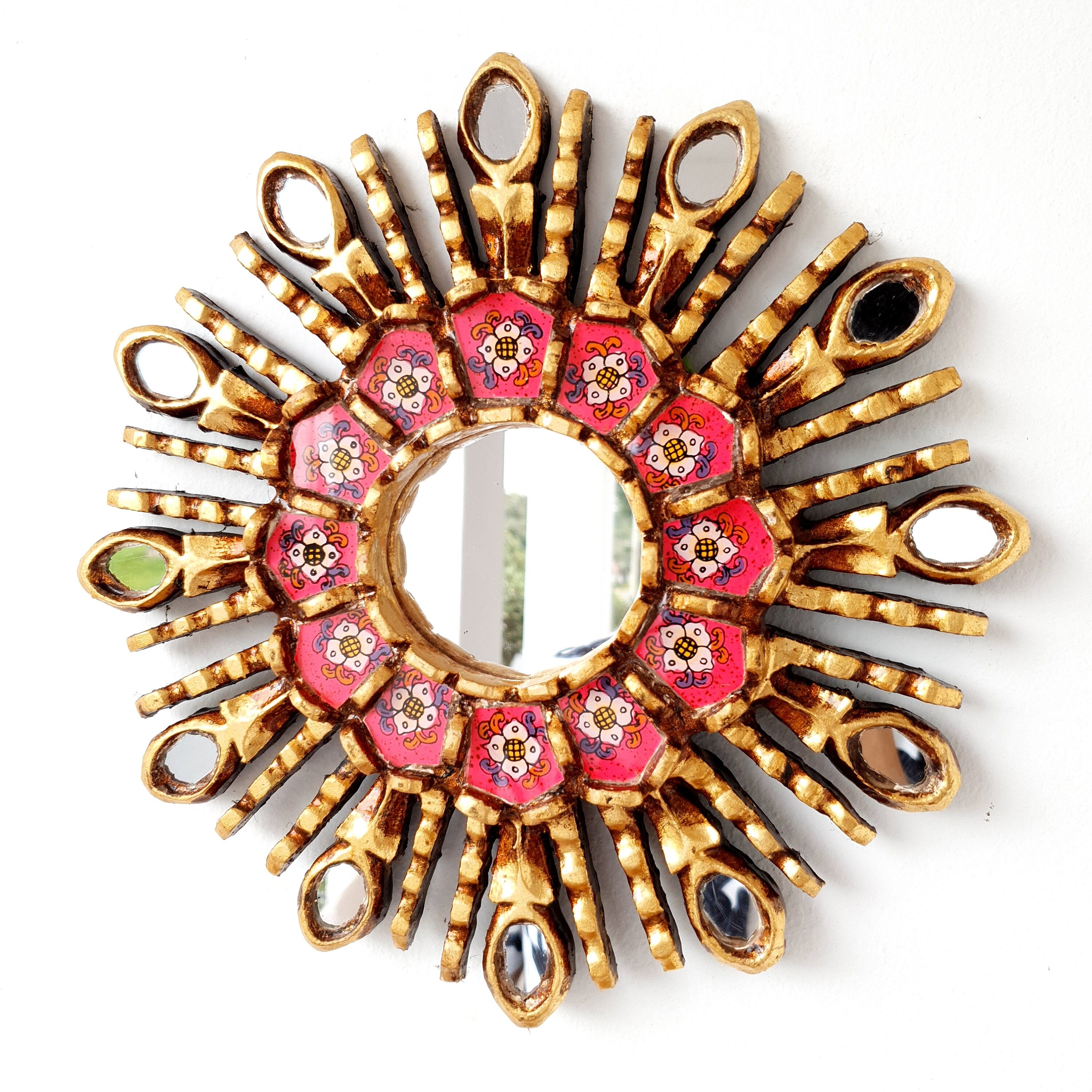 Peruvian Mirrors mirror Glass Painted Eye 25cm Gold - Etsy UK