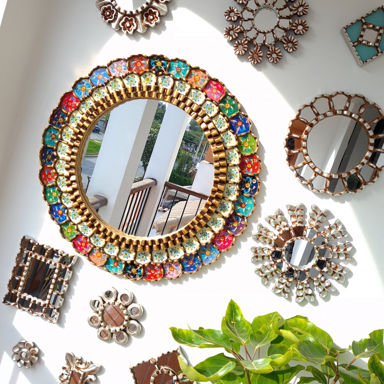 Peruvian Mirrors rainbow Silver Interior - Etsy UK
